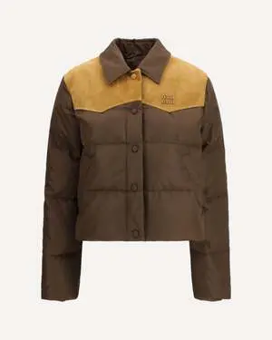 Miu Miu Logo Hooded Puffer Jacket