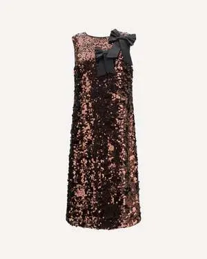 GANNI Sequined Midi Dress With Bows