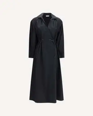 Max Mara Pedaggi Midi Dress In Cotton Poplin - Black