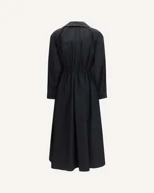 Max Mara Pedaggi Midi Dress In Cotton Poplin - Black