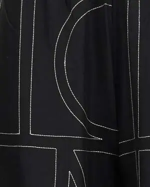 TOTEME Silk Monogram Wide Leg Pants - Black