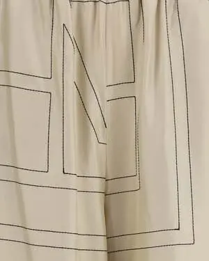 TOTEME Silk Monogram Wide Leg Pants - Cream