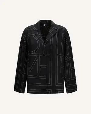 TOTEME TOTEME Silk Monogram Oversized Shirt Black