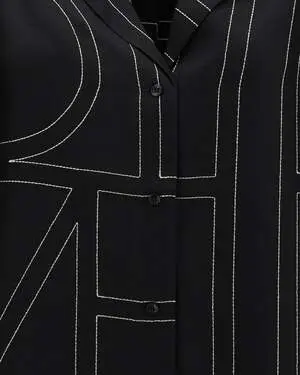 TOTEME Silk Monogram Oversized Shirt - Black