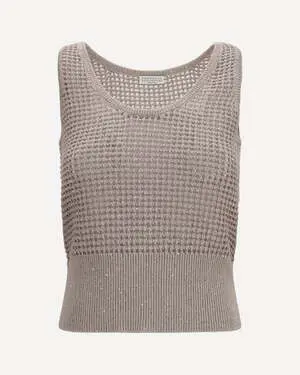 Brunello Cucinelli Perforated Sequin Tank Top