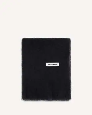 JIL SANDER Wool Scarf With Logo - Black