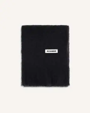 JIL SANDER Wool Scarf With Logo - Black