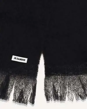 JIL SANDER Wool Scarf With Logo - Black