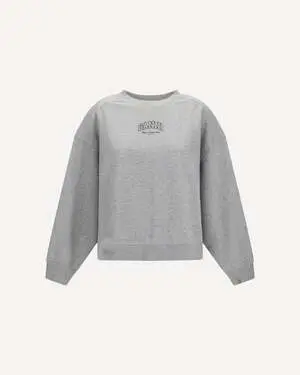 GANNI Crewneck Sweatshirt With Logo - Grey