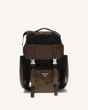 Prada Backpack In Re-nylon And Leather - Brown