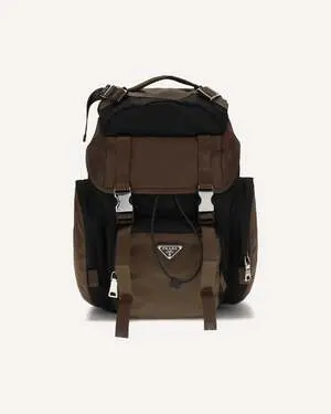 Prada Re-nylon And Leather Backpack - Brown