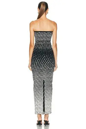Christopher John Rogers Strapless Polka Dot Maxi Dress