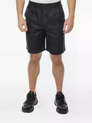 Armani Exchange Linen-blend Elasticated Waistband Shorts - Black