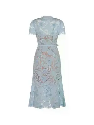 SELF-PORTRAIT Belted Floral-lace Midi Dress