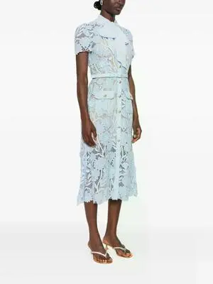 SELF-PORTRAIT Tie-neck Floral Lace Midi Dress