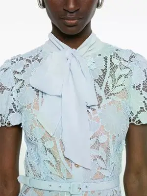 SELF-PORTRAIT Tie-neck Floral Lace Midi Dress