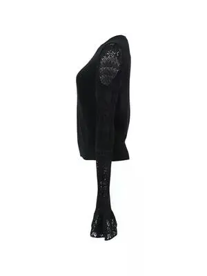 Alexander McQueen Crochet Knit Sweater With Ruffled Cuffs