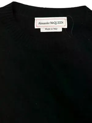 Alexander McQueen Crochet Knit Sweater With Ruffled Cuffs