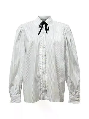 Alessandra Rich Striped Lace-trimmed Blouse - White