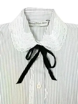 Alessandra Rich Striped Lace-trimmed Blouse