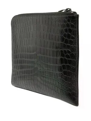 Saint Laurent Croc Embossed Leather Clutch Bag