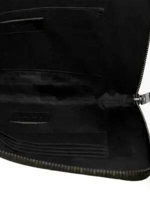 Saint Laurent Croc Embossed Leather Clutch Bag