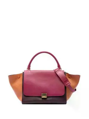 Celine Medium Tricolor Leather Trapeze Satchel - Red