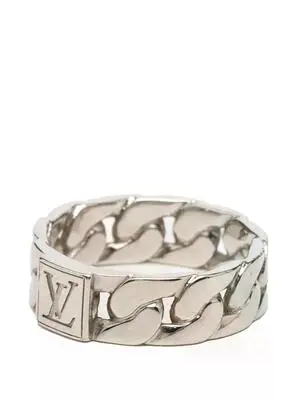 LOUIS VUITTON Brass Mosaic Chain Ring - Silver