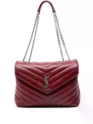 Saint Laurent Saint Laurent Medium Matelassé Calfskin Monogram Loulou Shoulder Bag Red