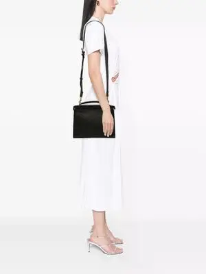 Fendi Mini Calfskin Romano Selleria Peekaboo Iconic Fit Satchel - Black