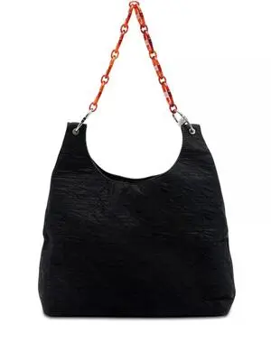 Dior 1997 Nylon Cannage Tortoise Shell Chain Tote Bag