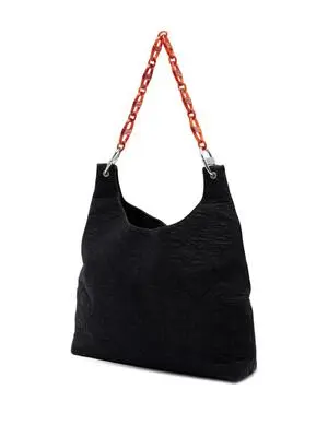 Dior 1997 Nylon Cannage Tortoise Shell Chain Tote Bag