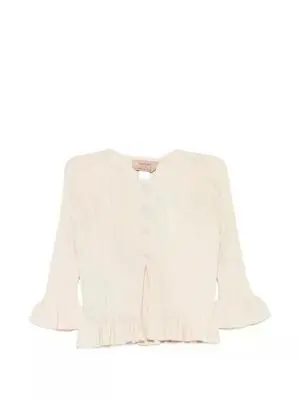 TWINSET Ribbed Knit Ruffled Cardigan