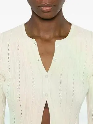 TWINSET Ribbed Knit Ruffled Cardigan