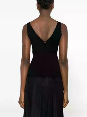 TWINSET Scalloped Edge V-neck Sleeveless Top