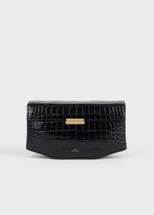 TOTÊME TOTEME Croc-Embossed Leather Clip Shoulder Bag