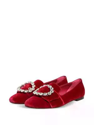 Dolce & Gabbana Rhinestone Buckle Velvet Loafers