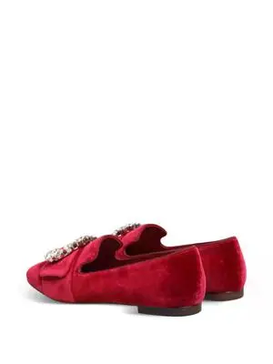 Dolce & Gabbana Rhinestone Buckle Velvet Loafers