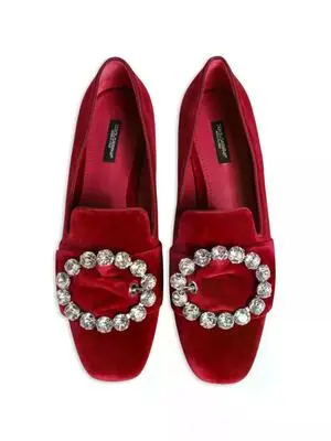 Dolce & Gabbana Rhinestone Buckle Velvet Loafers