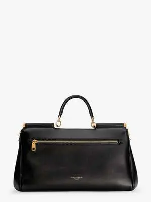 Dolce & Gabbana My Sicily Leather Top Handle Bag - Black