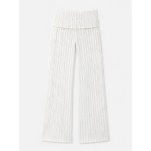 YORSTRULY Fold Over Waistband Lace Pants