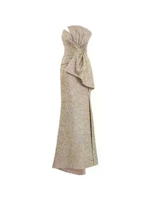 SAIID KOBEISY Brocade Bow Maxi Dress