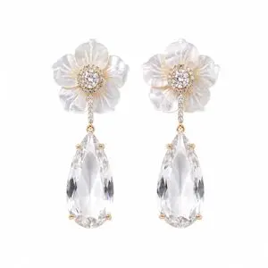 ORMIRO Sakura Dew Drop Earrings With Crystal And Zirconia