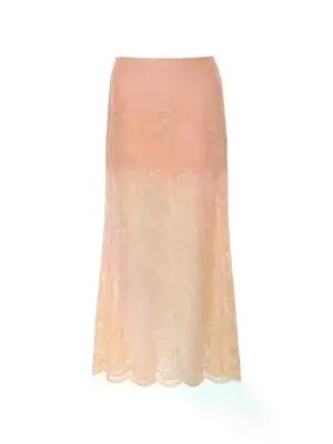 Rabanne Lace-panelled Scalloped-hem Skirt - Pink