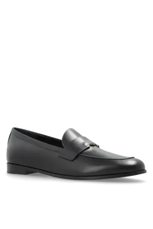 Max Mara Regentmoc Leather Loafers With Gold Monogram Detail
