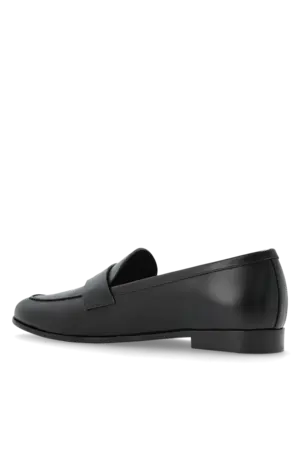 Max Mara Regentmoc Leather Loafers With Gold Monogram Detail