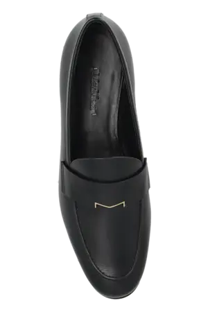 Max Mara Regentmoc Leather Loafers With Gold Monogram Detail