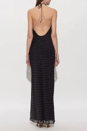 ROTATE BY BIRGER CHRISTENSEN Off-shoulder Maxi Dress With Halter Neckline And Open Back