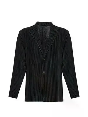Issey Miyake Plissé-effect Notched-lapel Jacket - Black