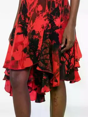 Alexander McQueen Floral Print Asymmetric Hem Dress